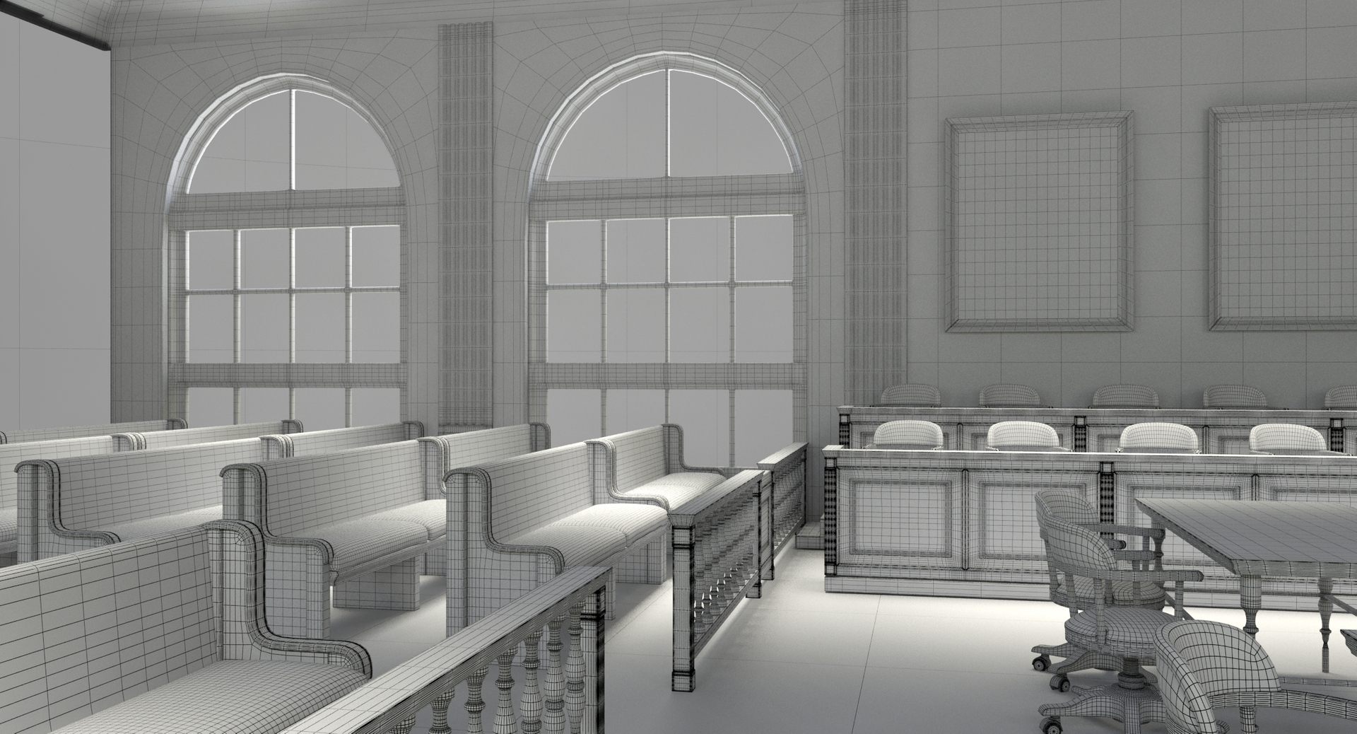 Courtroom scene 3D model - TurboSquid 1425924