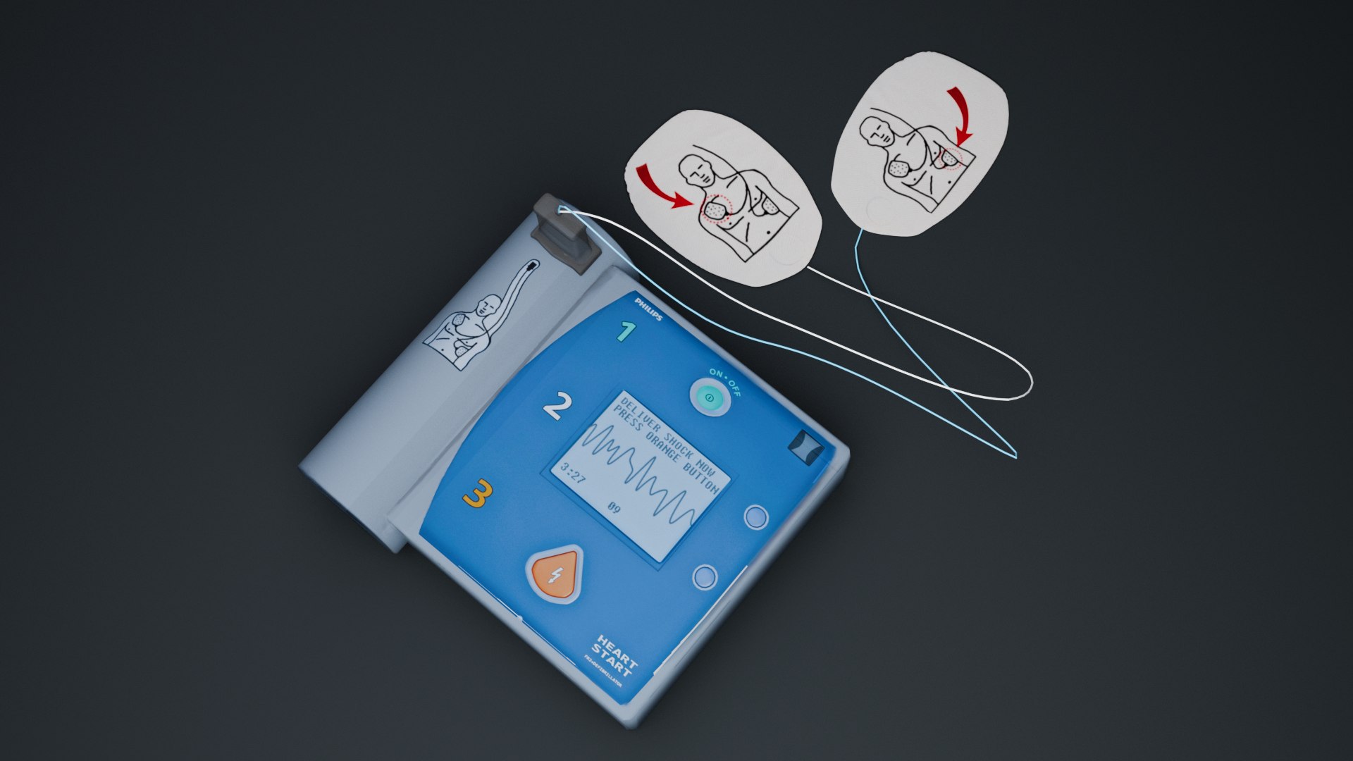 Philips HeartStart Defibrillator With RIgged Cable Pads Model ...