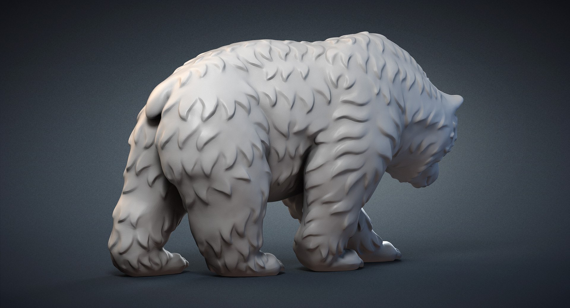 3d model bear fur walking sculpture