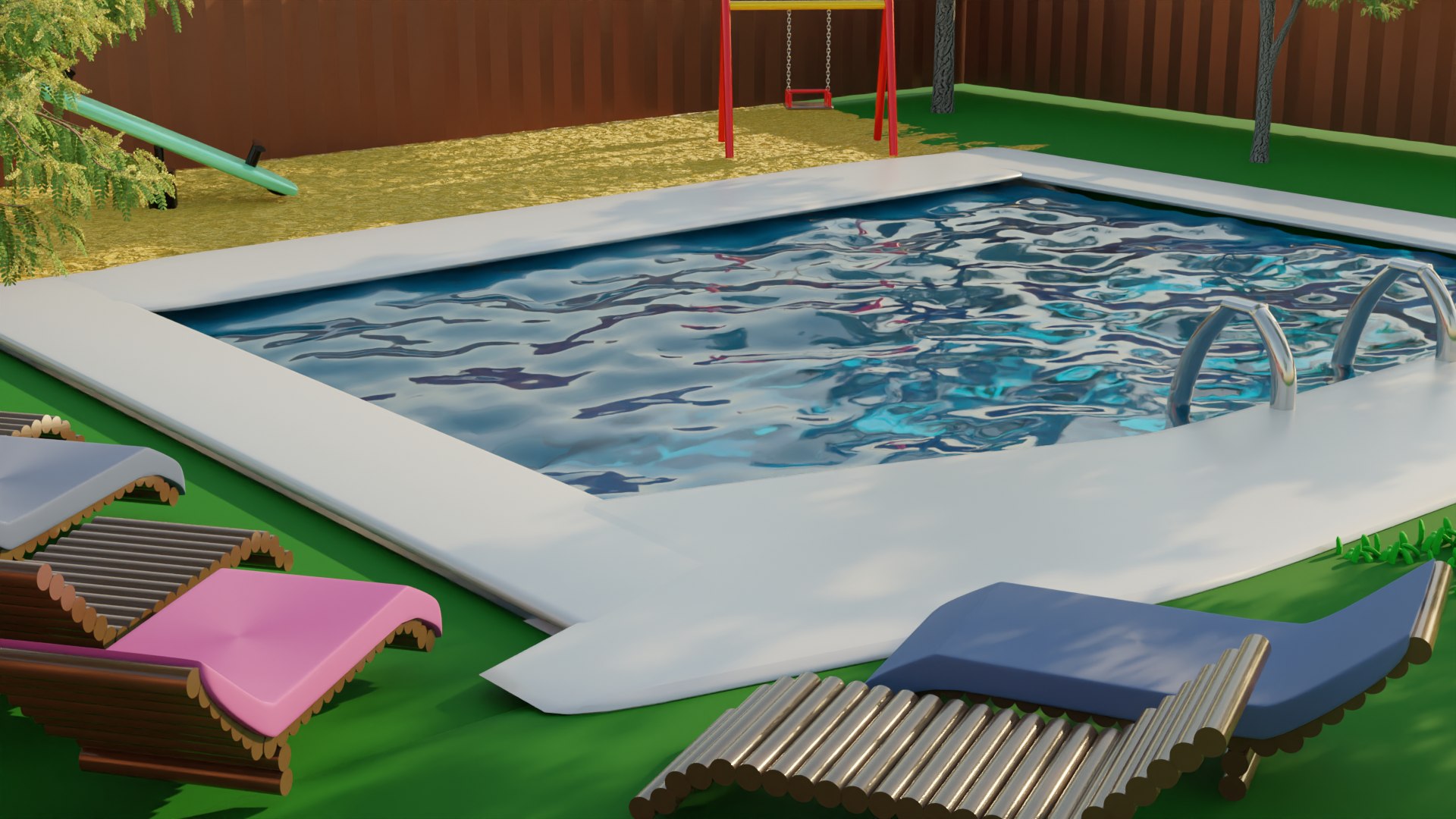 3D model of a pool in the backyard 3D model - TurboSquid 1922558