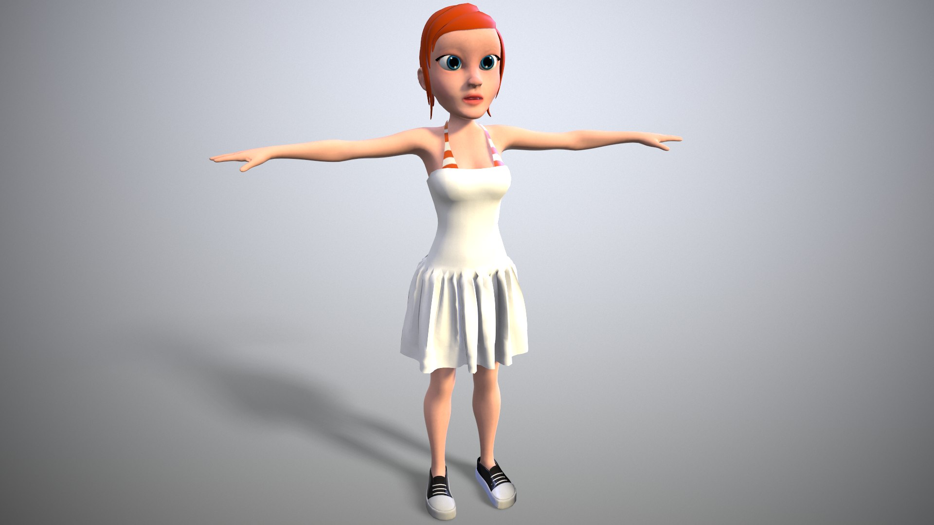 Girl cartoon ginger 3D model - TurboSquid 1693648