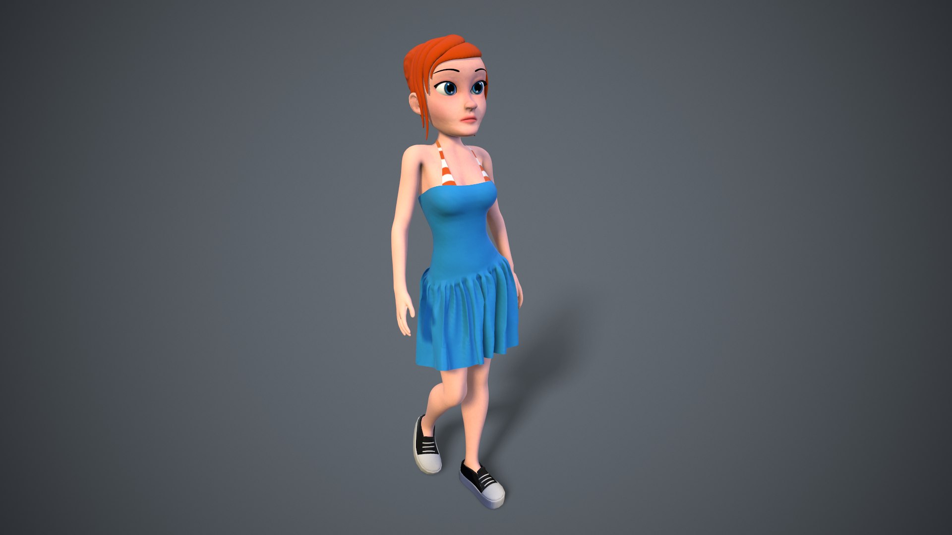 Girl cartoon ginger 3D model - TurboSquid 1693648