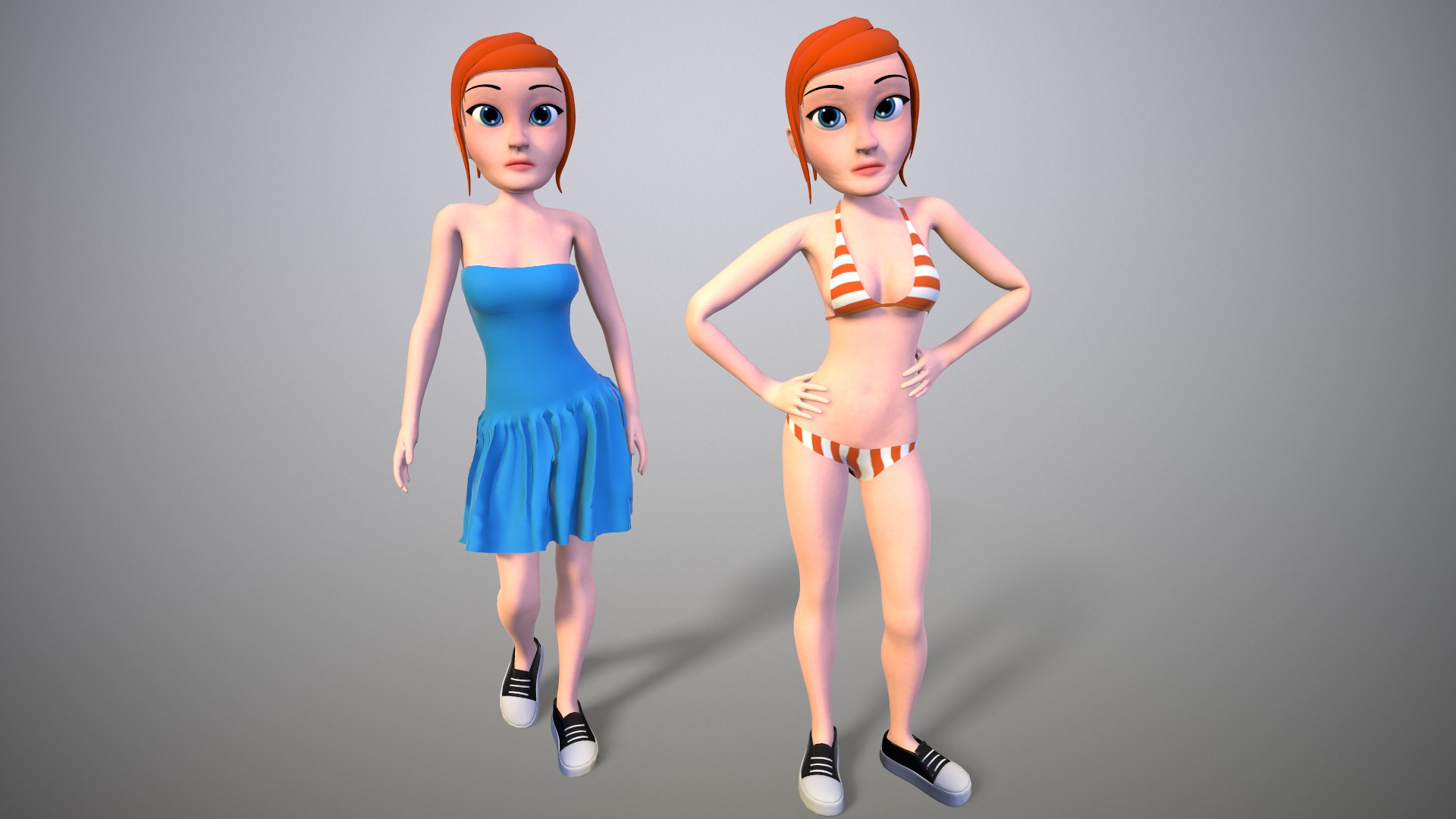 Girl cartoon ginger 3D model - TurboSquid 1693648