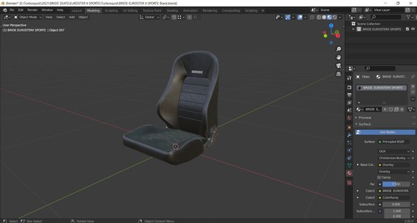 BRIDE EUROSTER II SPORTE Black Seat 3D model - TurboSquid 1791302