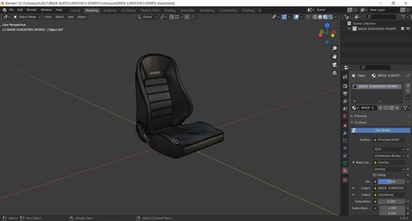 BRIDE EUROSTER II SPORTE Black Seat 3D model - TurboSquid 1791302