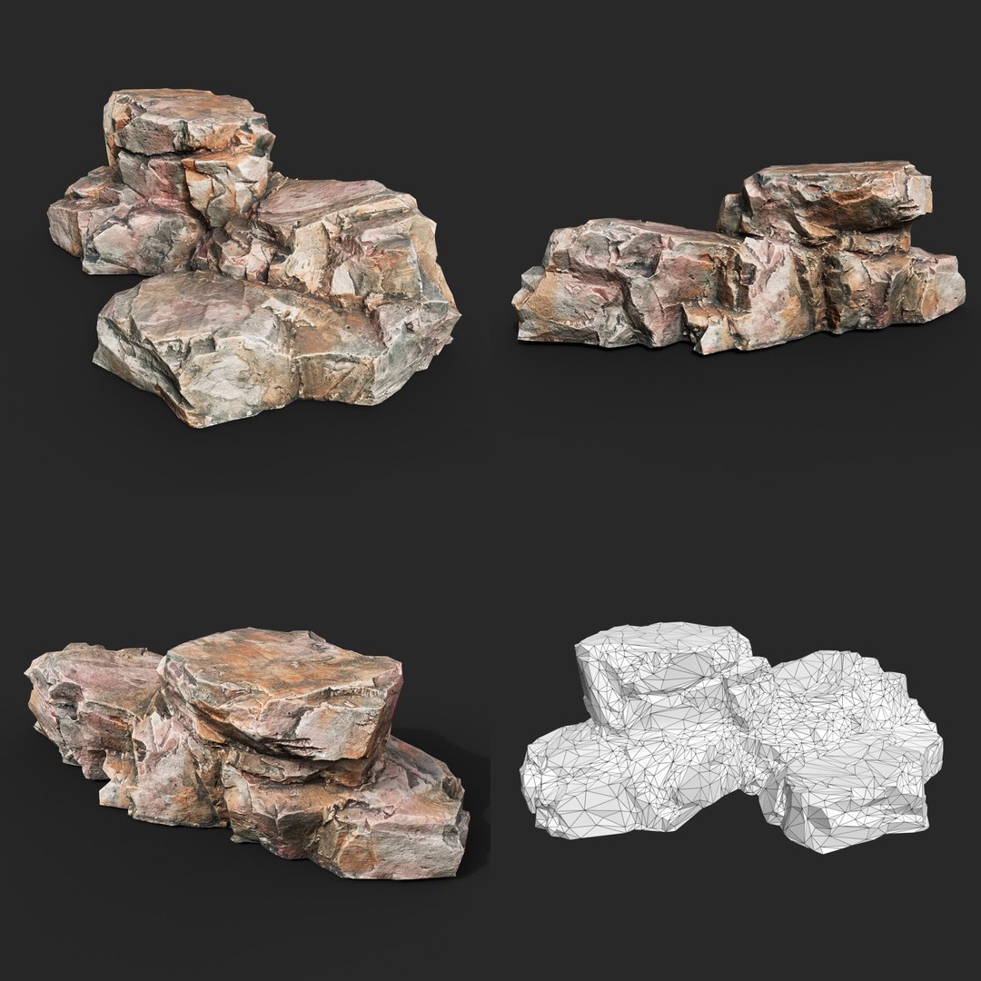 3D 5 Low poly PBR Rock Formation - Ultra HD 16K Texture - TurboSquid ...