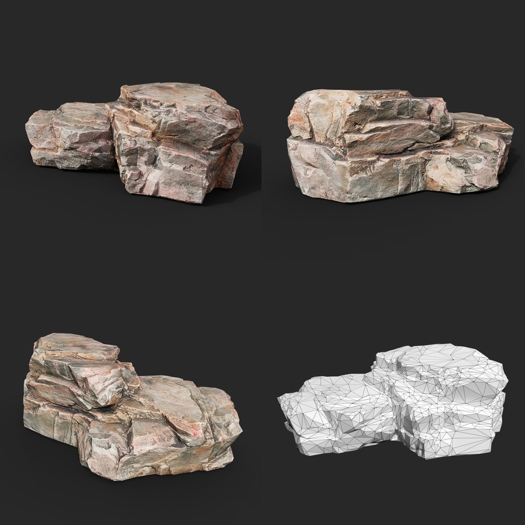 3D 5 Low poly PBR Rock Formation - Ultra HD 16K Texture - TurboSquid ...