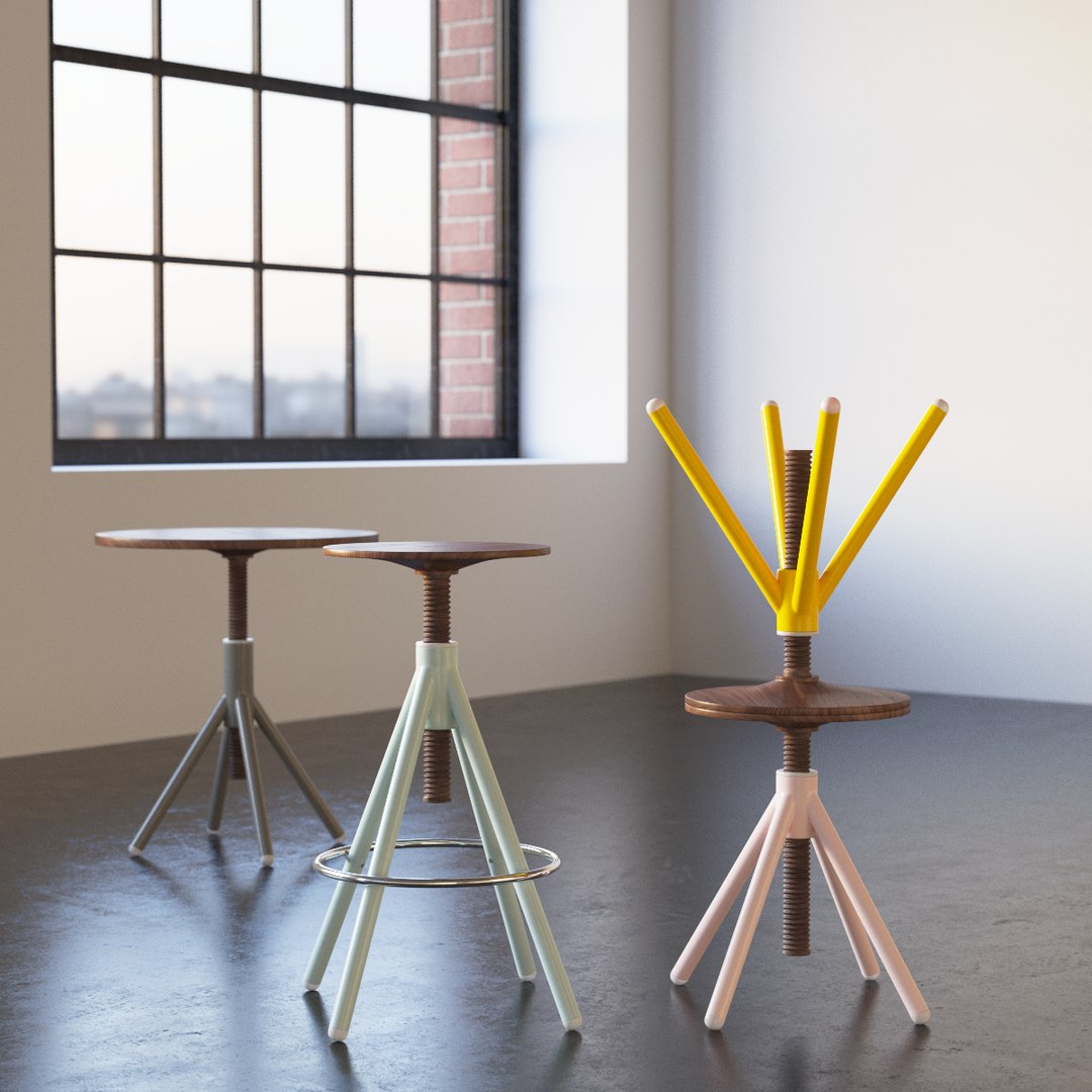 3d Coordination Thread Family Stools Model