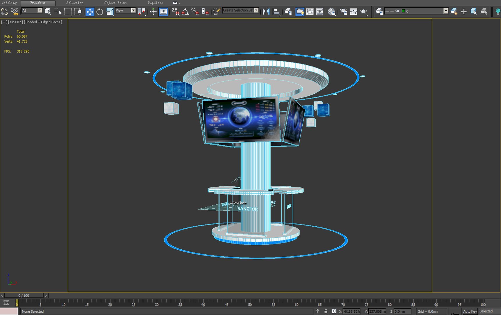3D High-Tech Future Exhibition Hall Exhibition booth island Main booth ...
