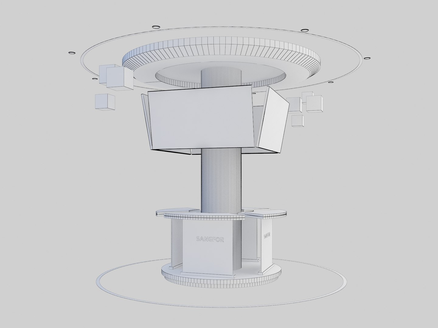 3D High-Tech Future Exhibition Hall Exhibition booth island Main booth ...
