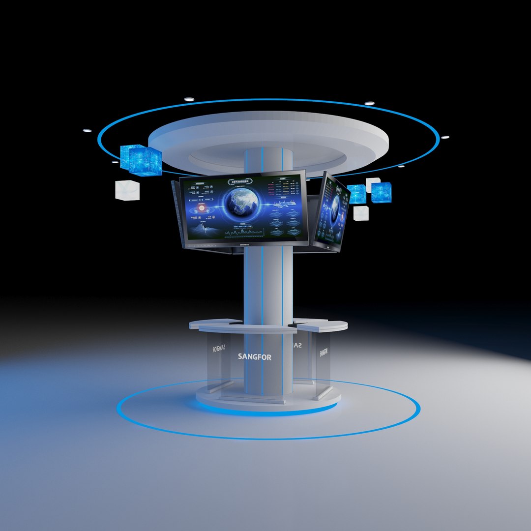 3D High-Tech Future Exhibition Hall Exhibition booth island Main booth ...