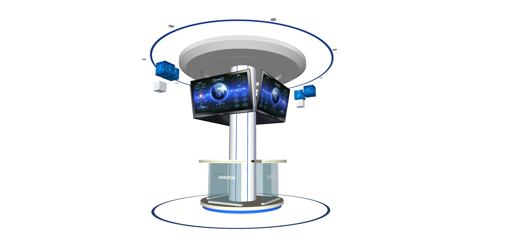 3D High-Tech Future Exhibition Hall Exhibition booth island Main booth ...