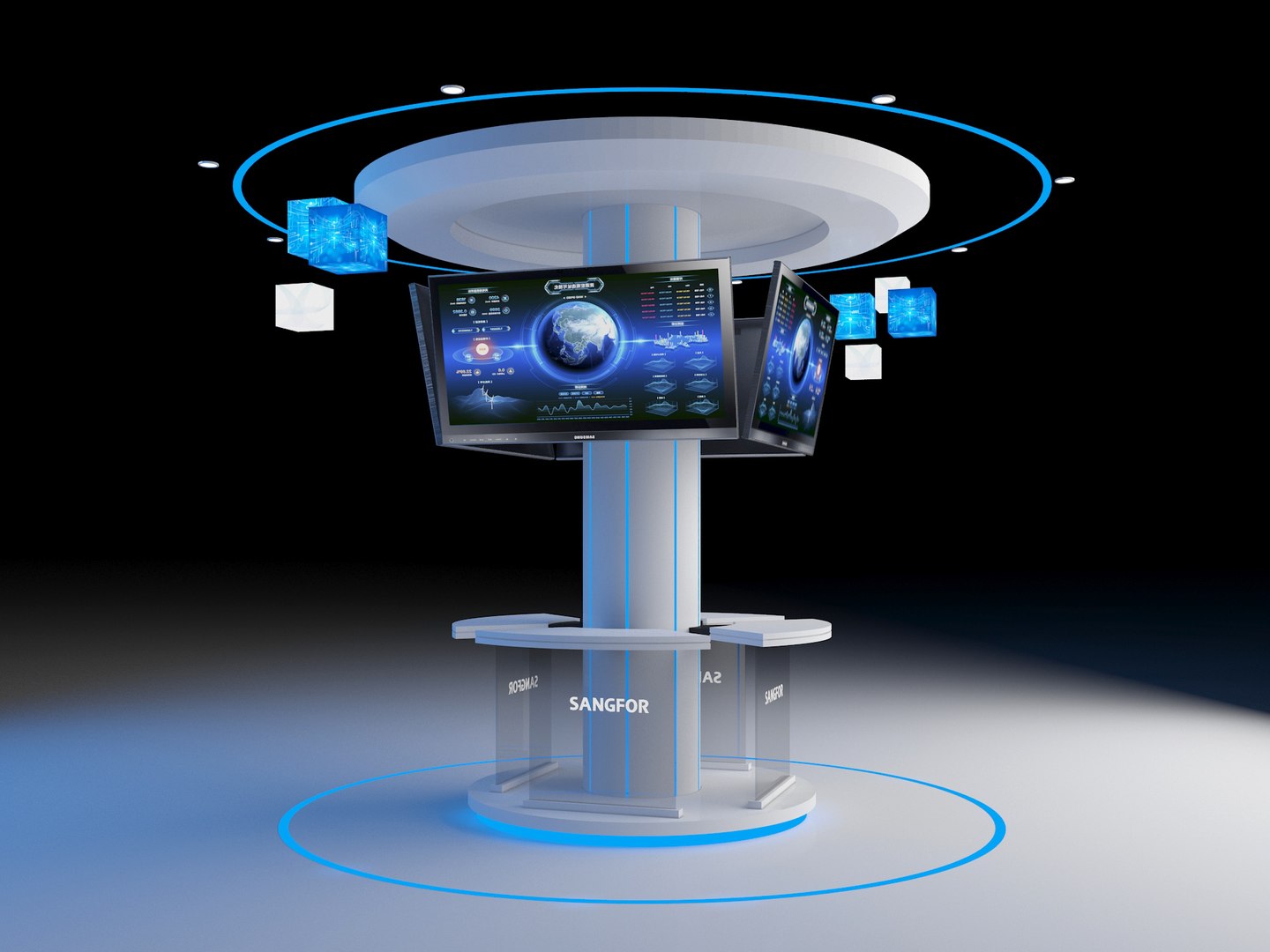 3D High-Tech Future Exhibition Hall Exhibition booth island Main booth ...