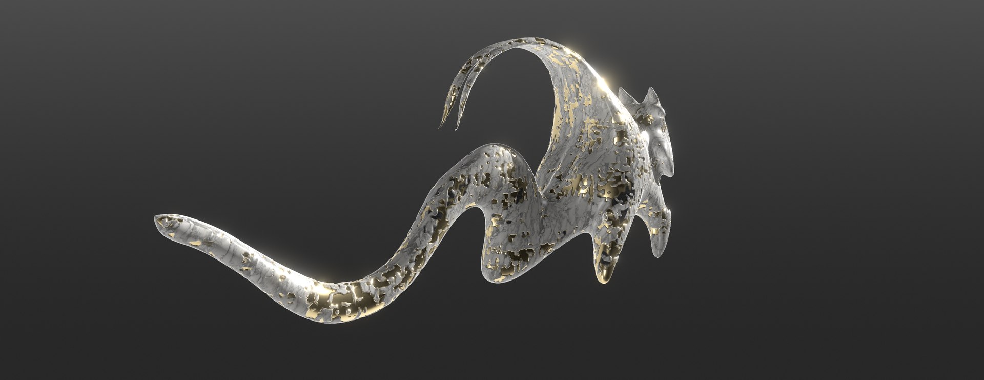 Flashy Cat Fluid Art Sculpture With PBR Textures And HDRI Background 3D ...