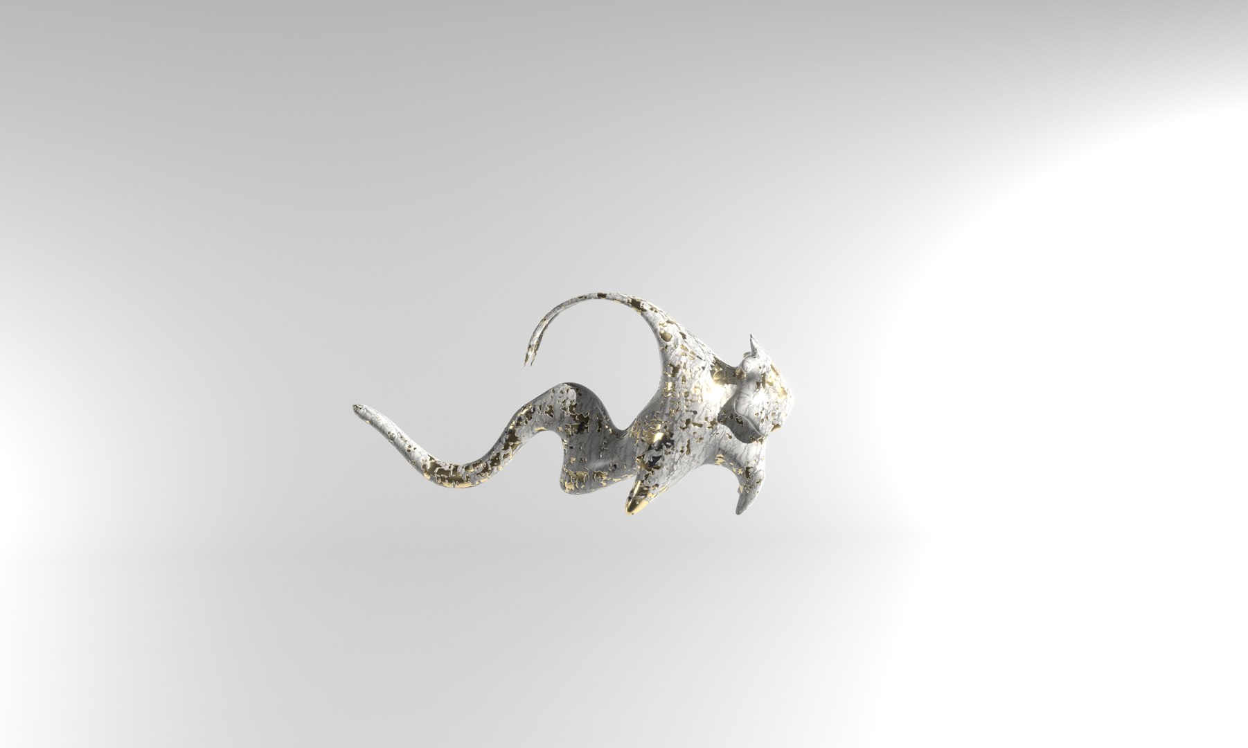 Flashy Cat Fluid Art Sculpture With PBR Textures And HDRI Background 3D ...