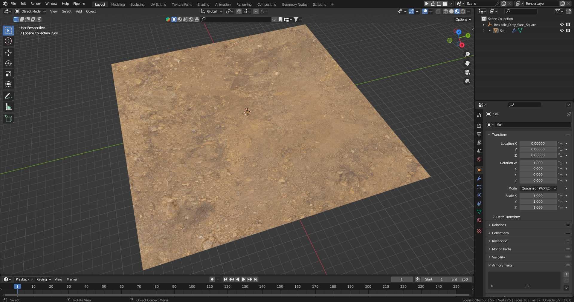 3D Model Realistic Dirty Sand Square - TurboSquid 2373278