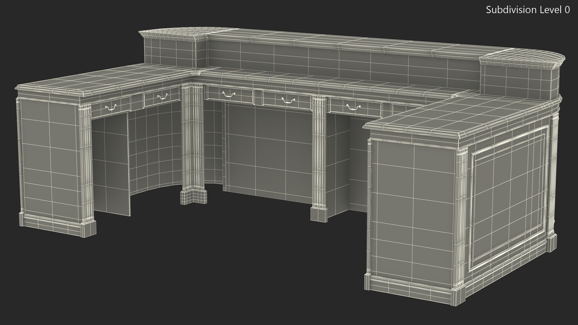 3D Reception Desk Classic Style - TurboSquid 2170561