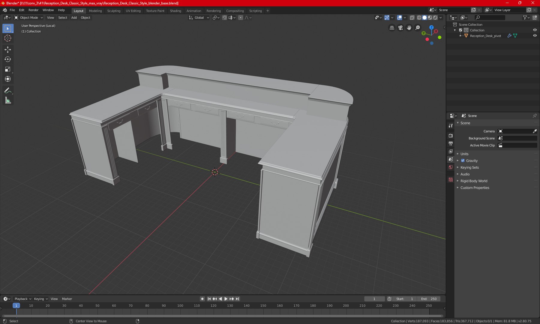 3D Reception Desk Classic Style - TurboSquid 2170561