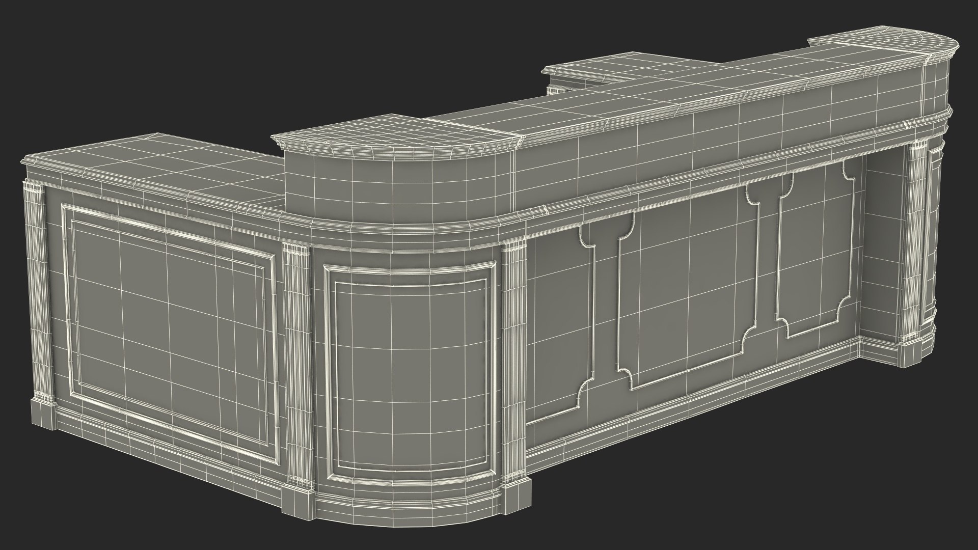 3D Reception Desk Classic Style - TurboSquid 2170561