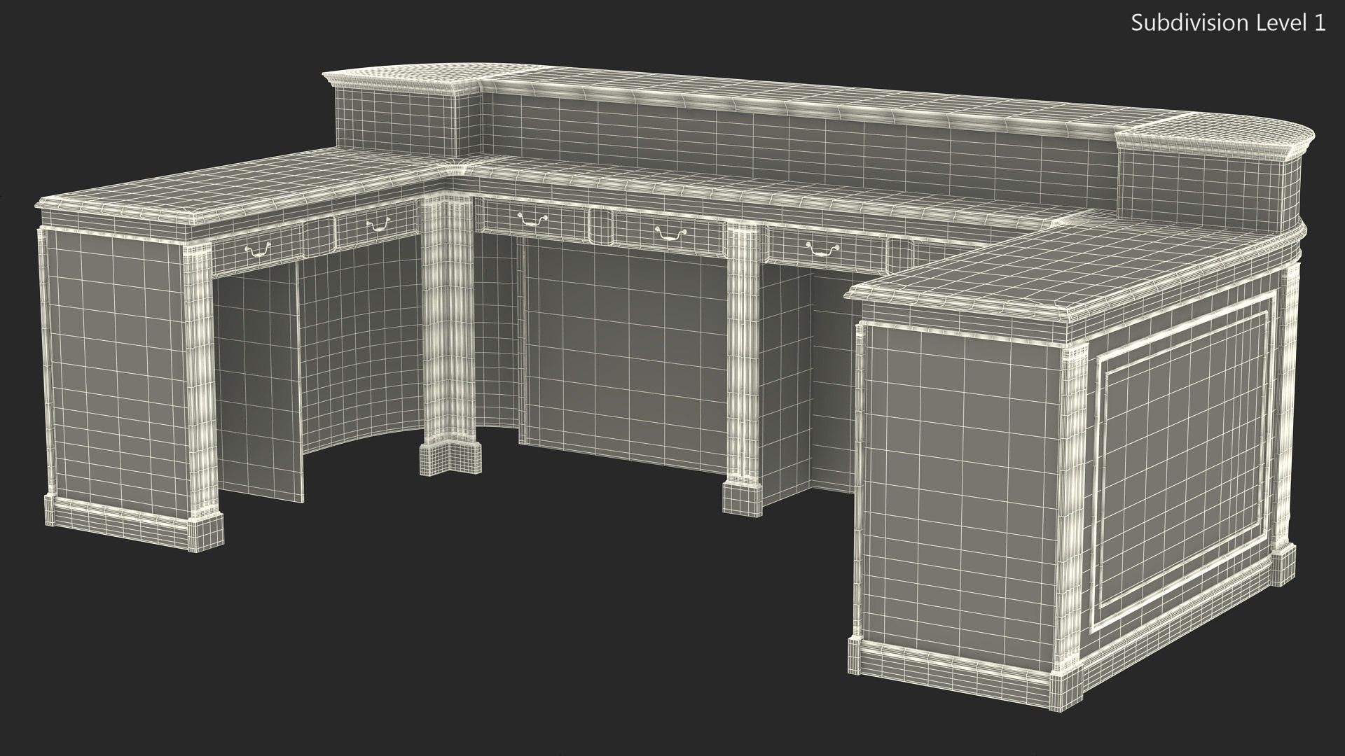 3D Reception Desk Classic Style - TurboSquid 2170561