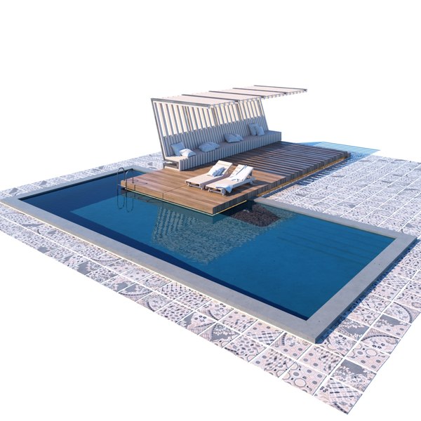 Modern residential house swimming pool model - TurboSquid 1345259