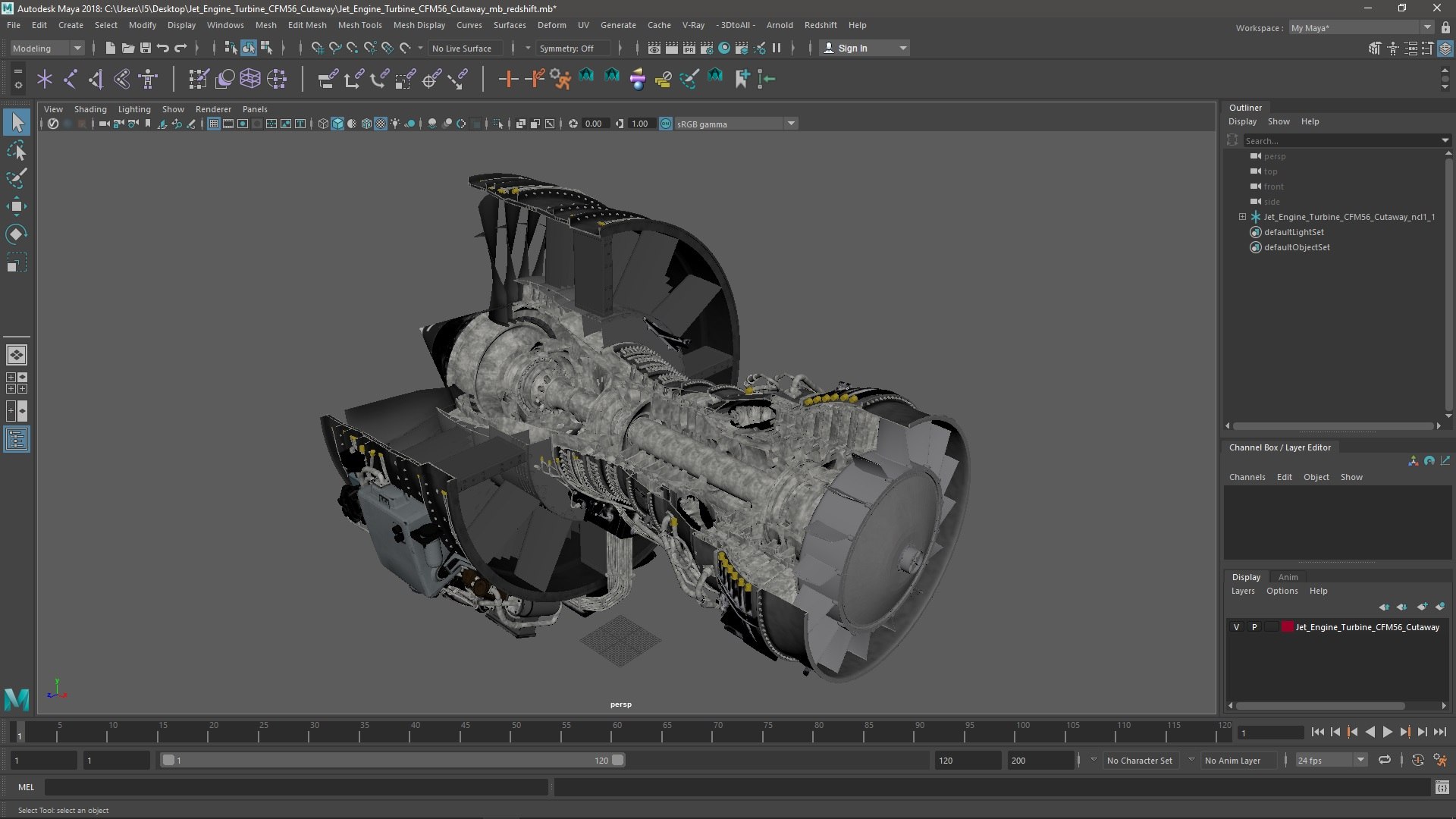 3D Jet Engine Turbine CFM56 Cutaway Model - TurboSquid 2402271