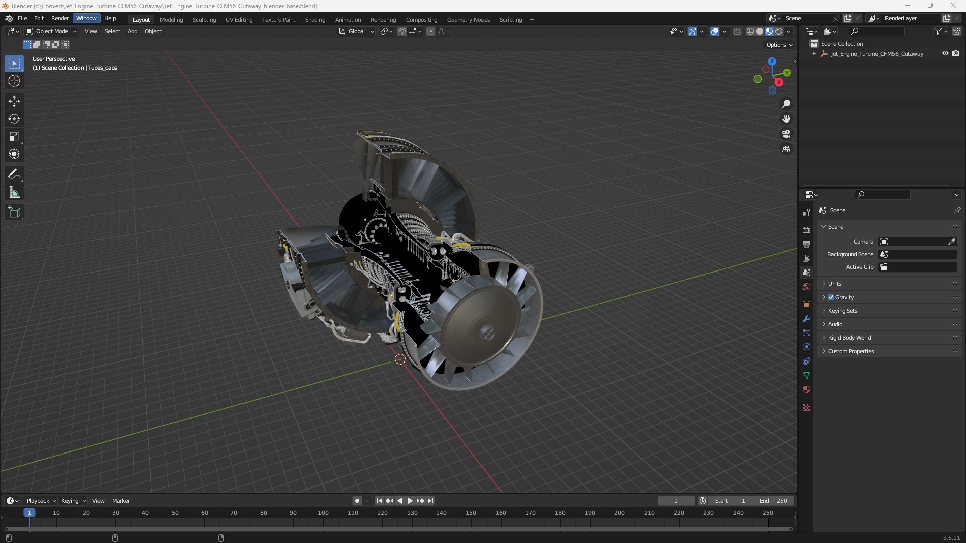 3D Jet Engine Turbine CFM56 Cutaway Model - TurboSquid 2402271