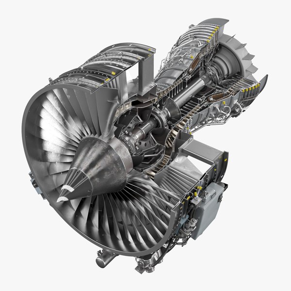 modelo 3d Corte transversal de la turbina del motor a reacción CFM56 ...