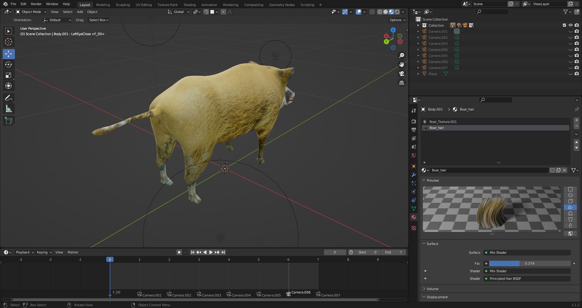 Fur Black Wild Boar Rigged V05 In Blender 3D Model - TurboSquid 1991626