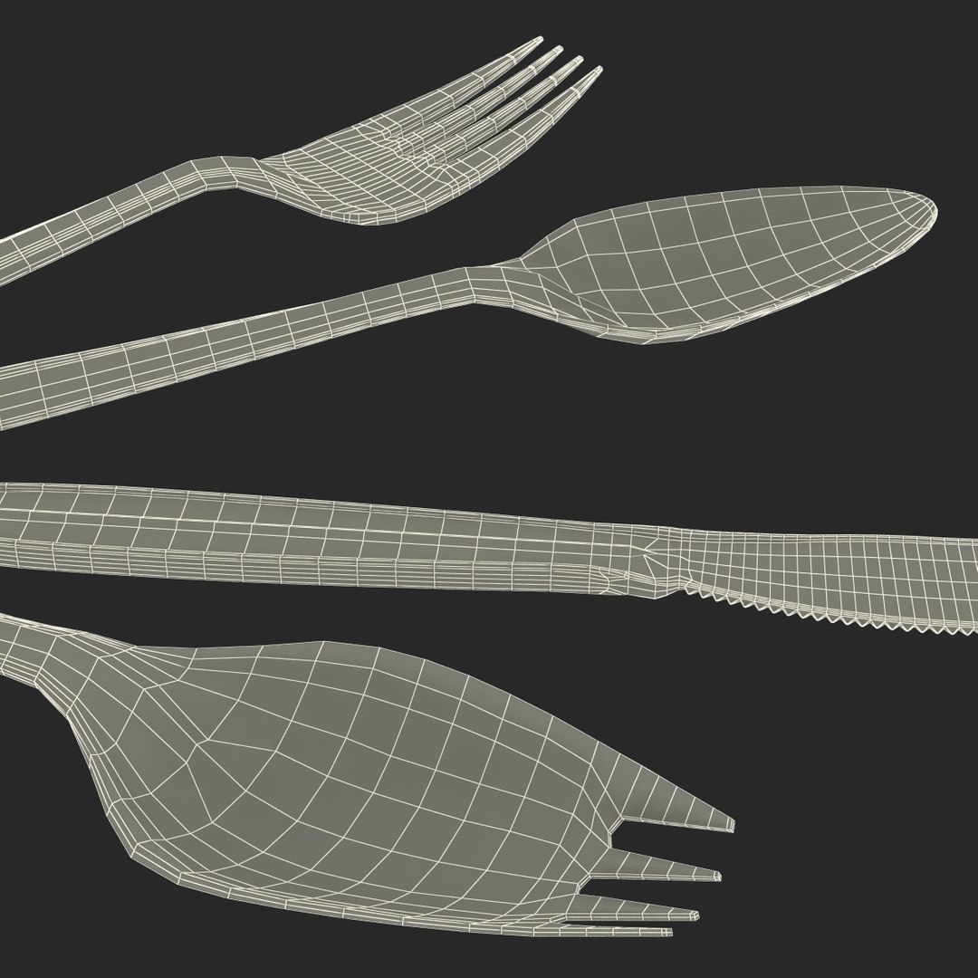 Plastic Cutlery Set 3d Model