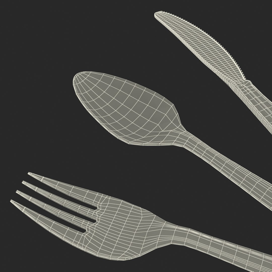Plastic Cutlery Set 3d Model
