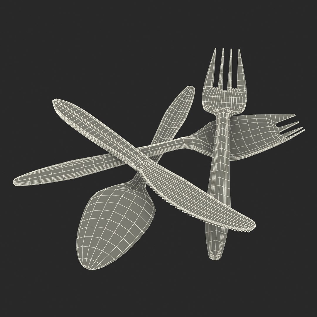 Plastic Cutlery Set 3d Model