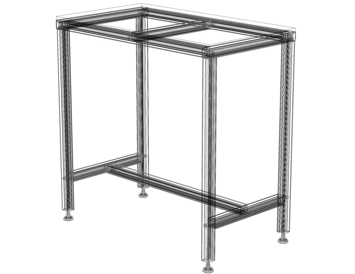 3D model 900x500 Single Open T-Slots Bench - TurboSquid 2176598