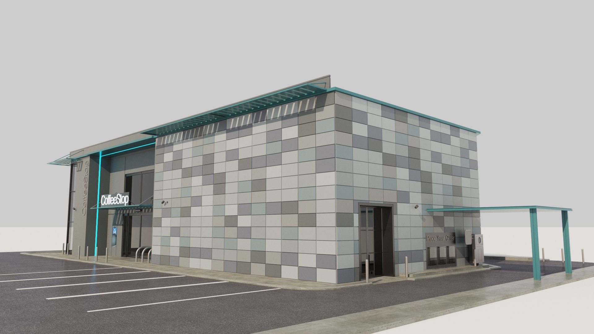 3D Drive Thru Commercial Cafe 02 - TurboSquid 1900469