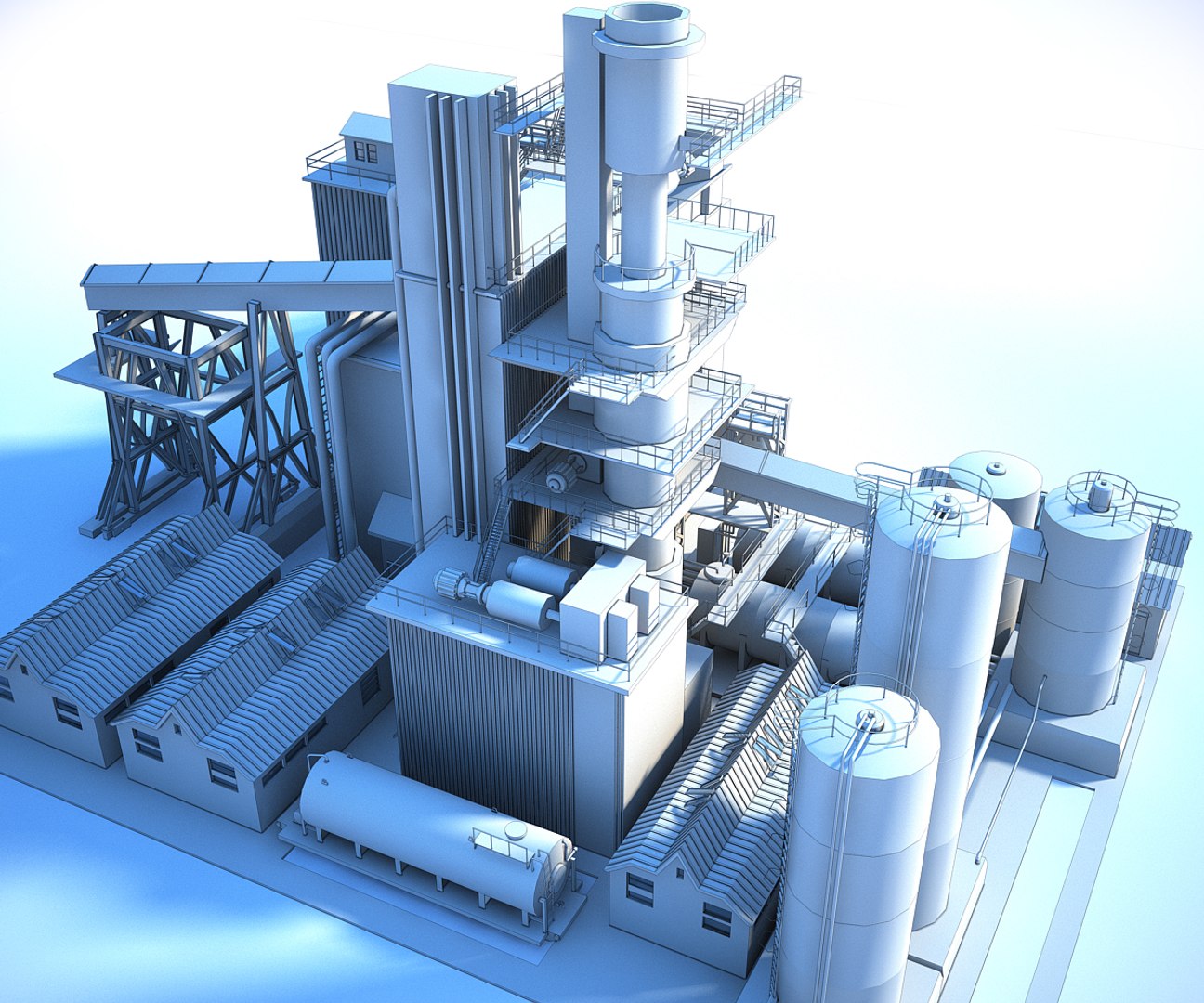 Generic White Factory 3D Model - TurboSquid 1411473