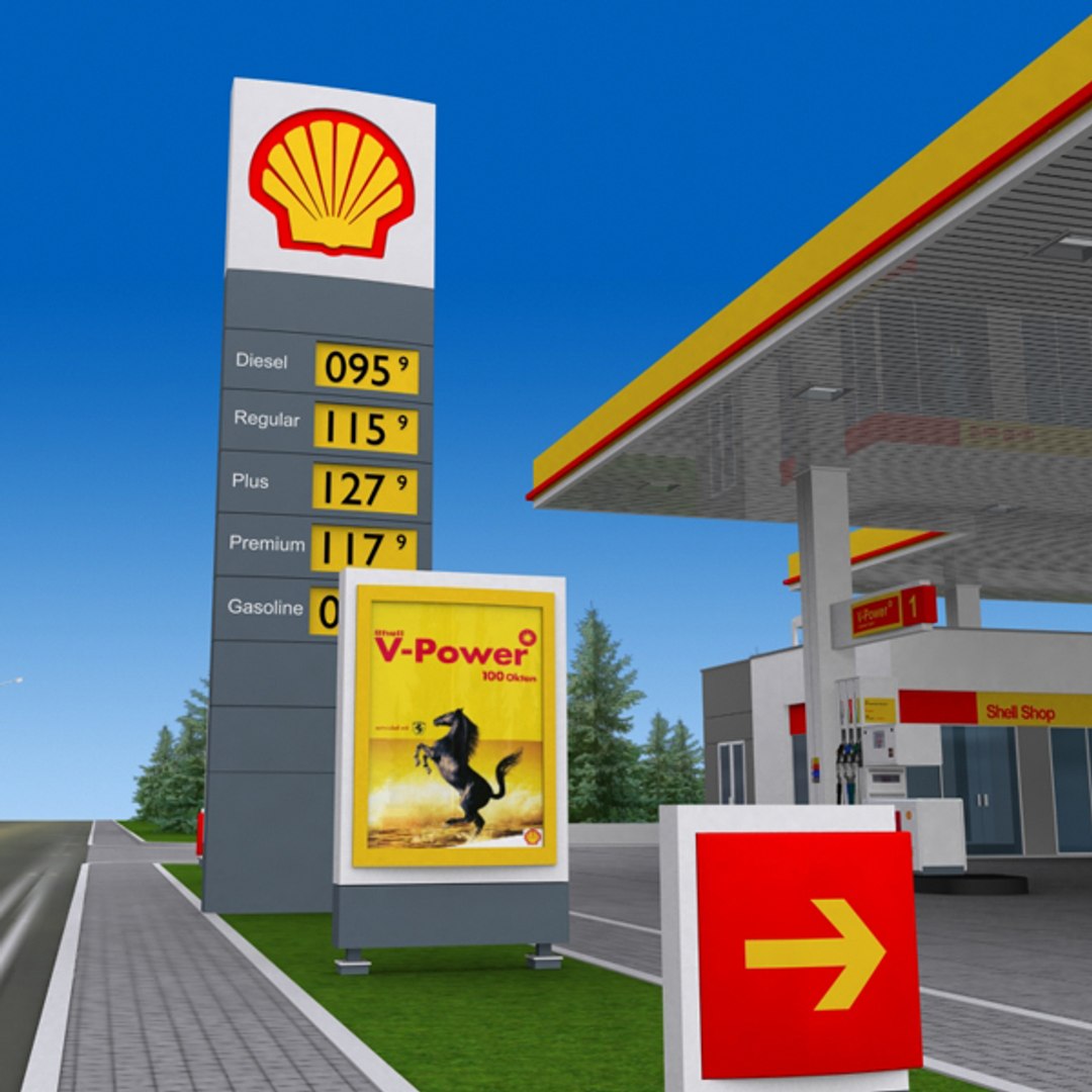 Shell Gas Station Pump 3d 3ds