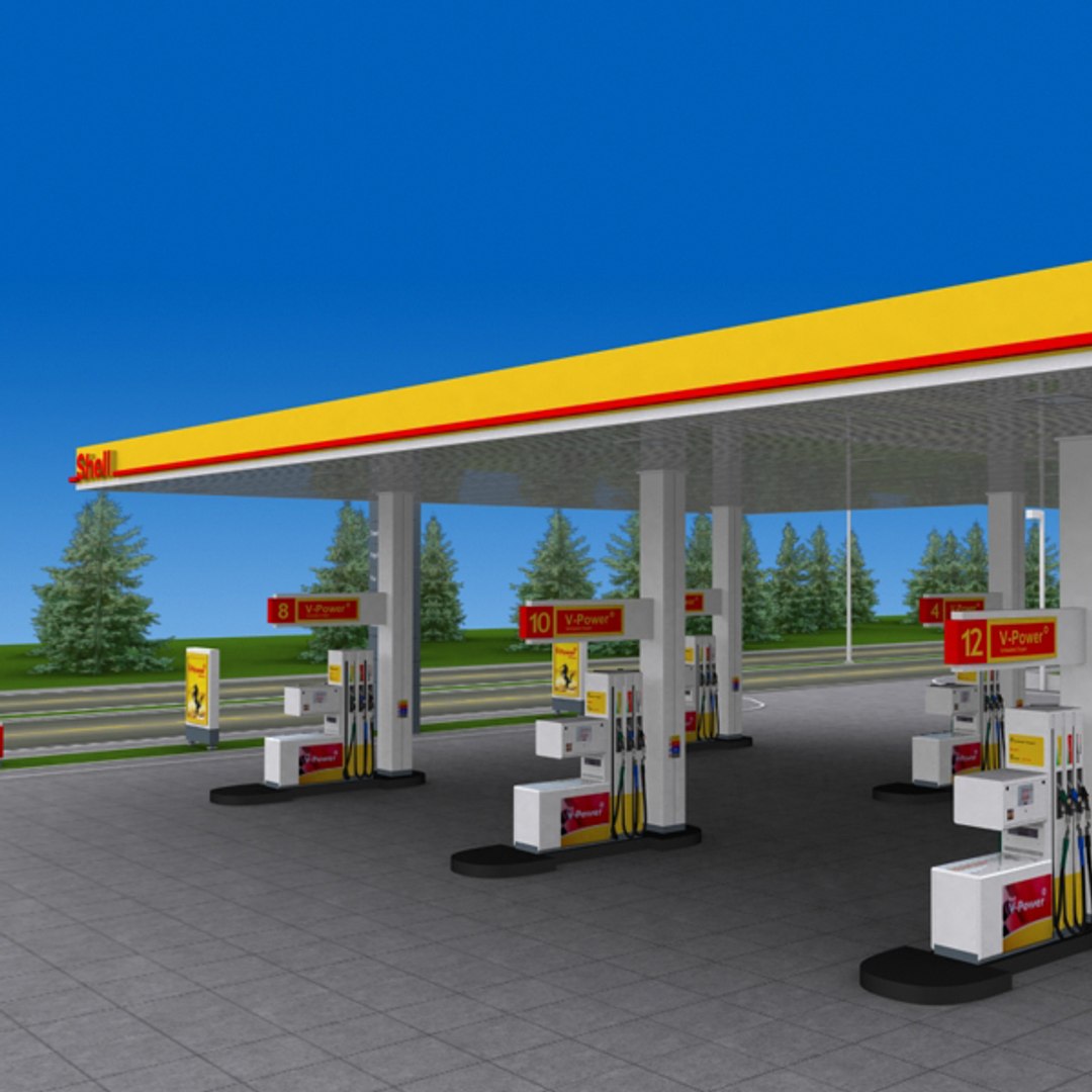 Shell Gas Station Pump 3d 3ds