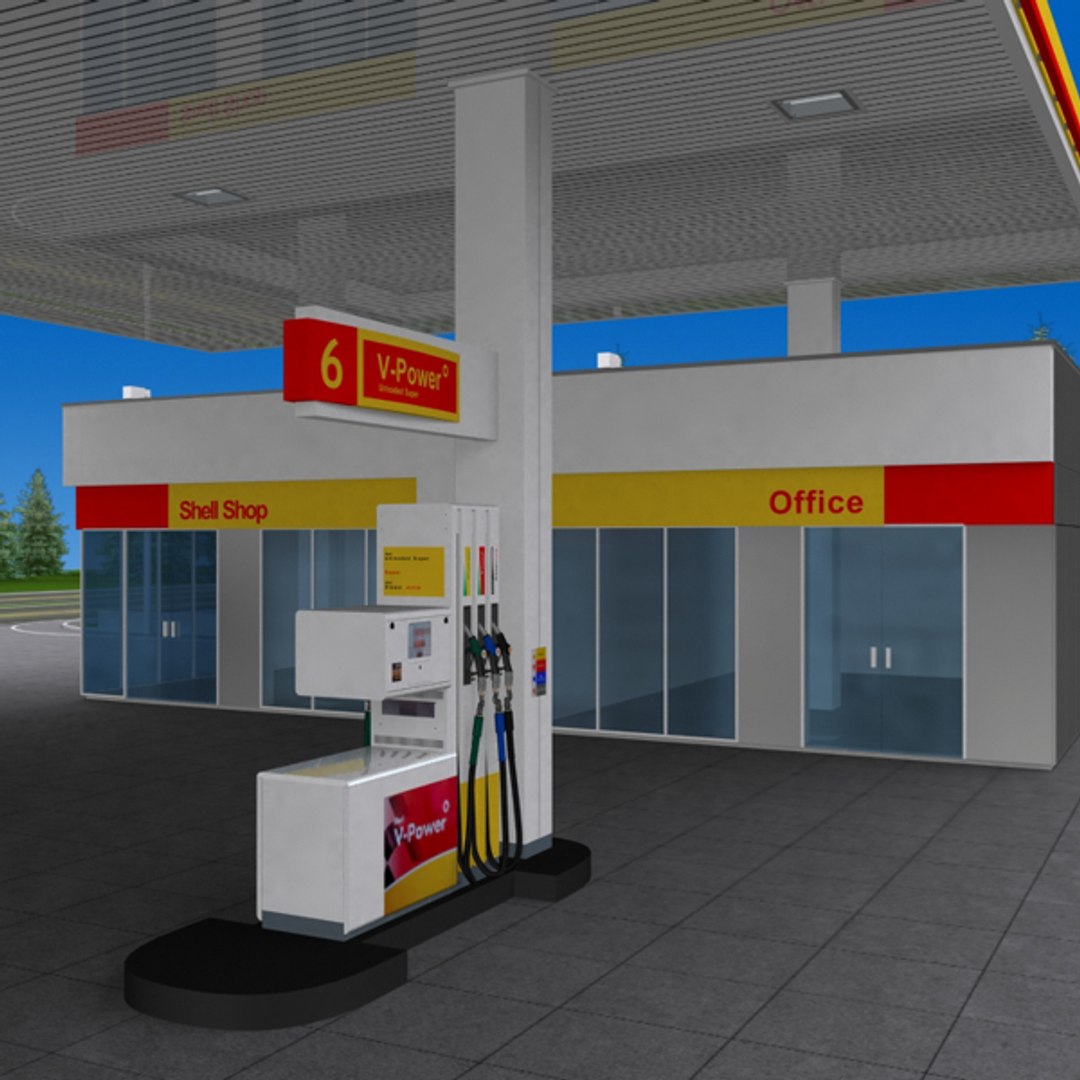 Shell Gas Station Pump 3d 3ds