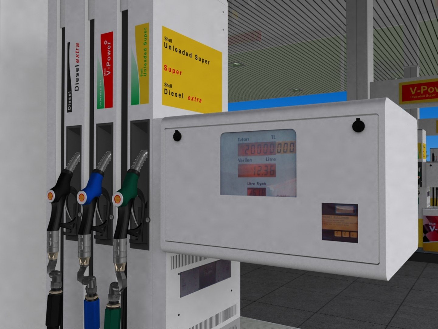 Shell Gas Station Pump 3d 3ds