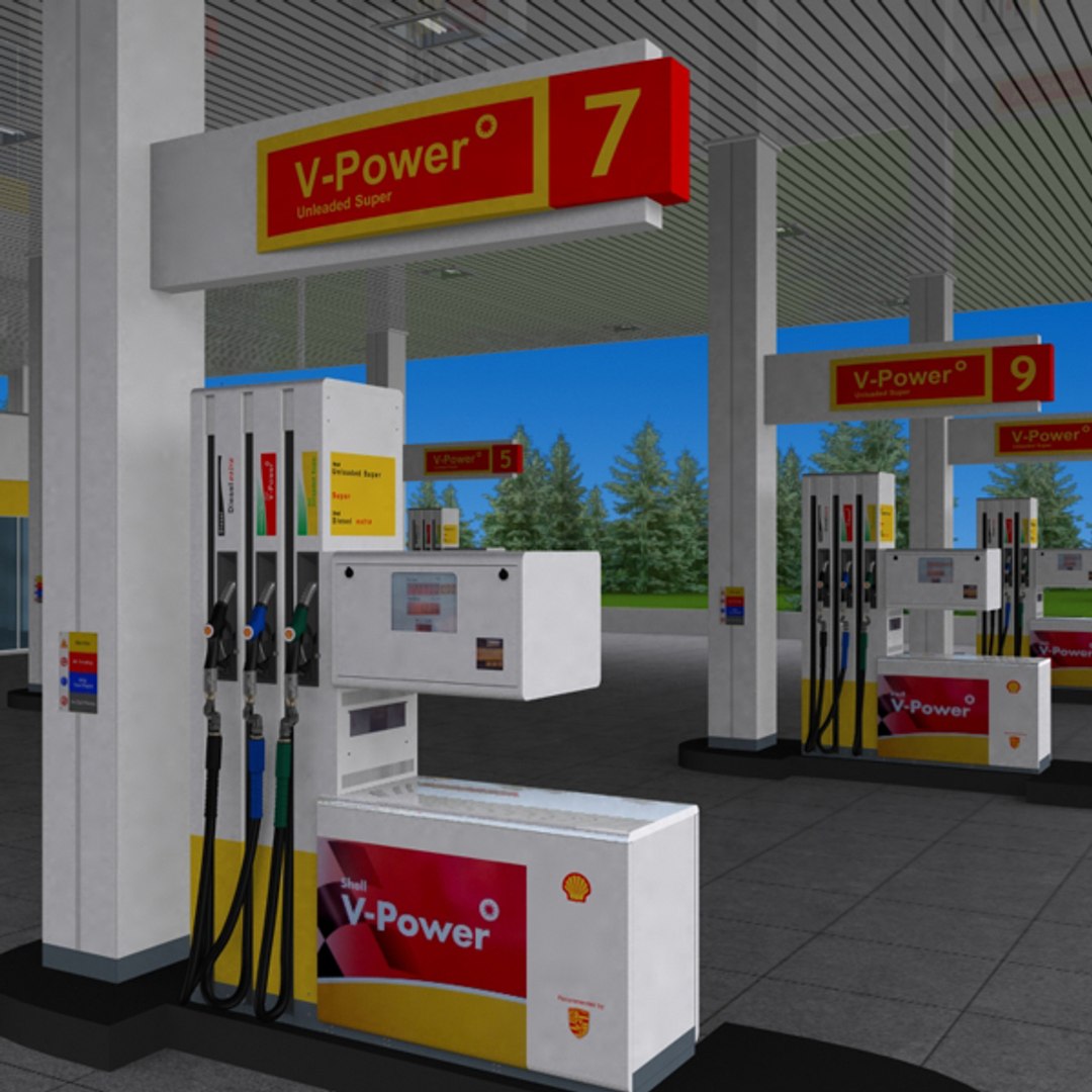 Shell Gas Station Pump 3d 3ds