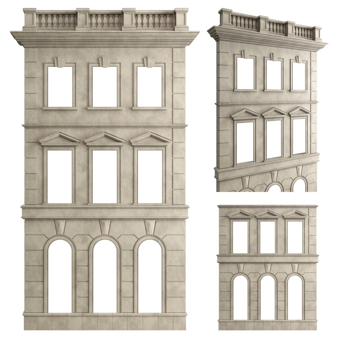 3D Facade Classic House V 01 Low-poly Model - TurboSquid 1930410