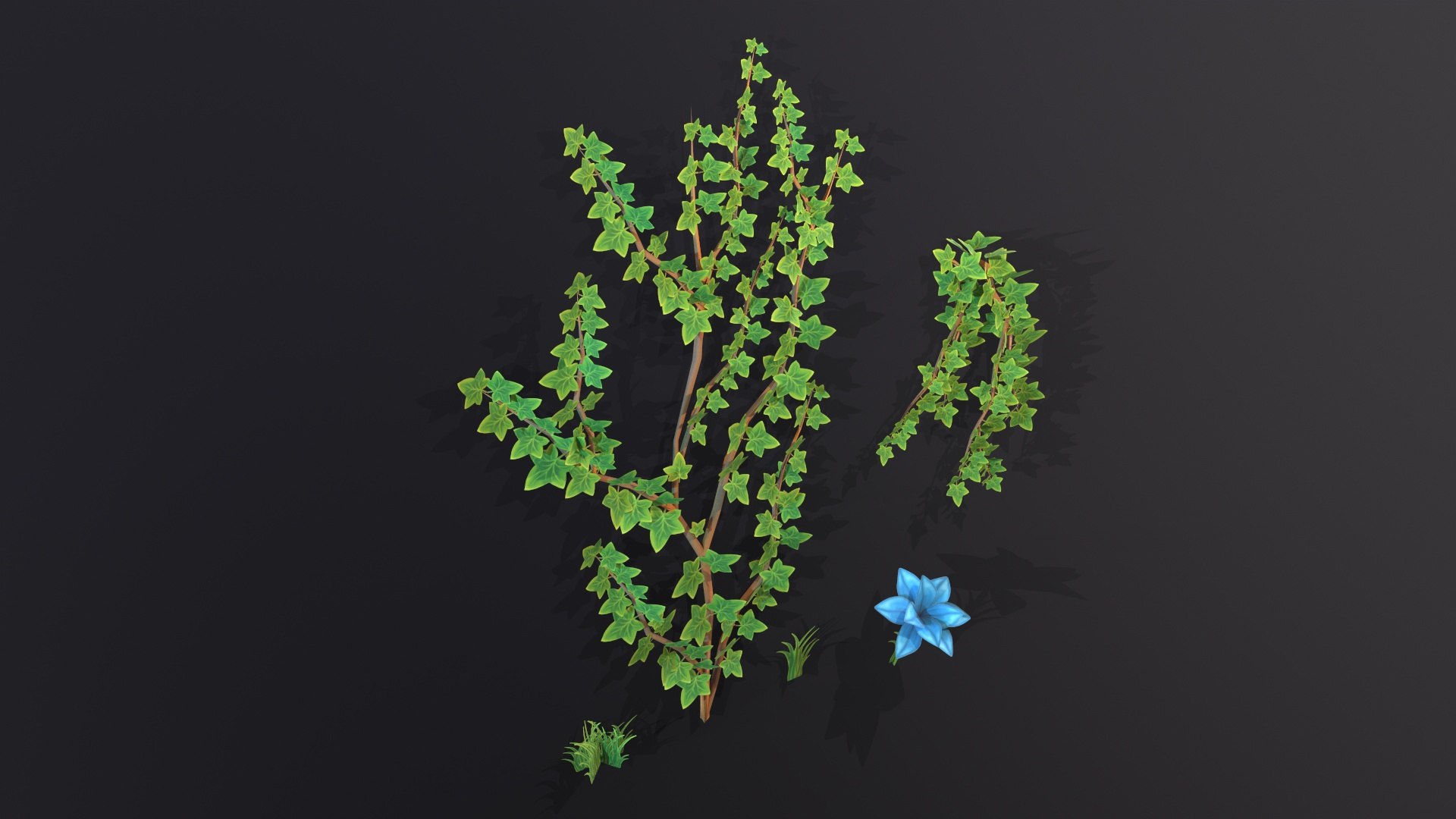 3D Game Asset Of Stylized Lowpoly Ivy Grass And Flower Plants ...