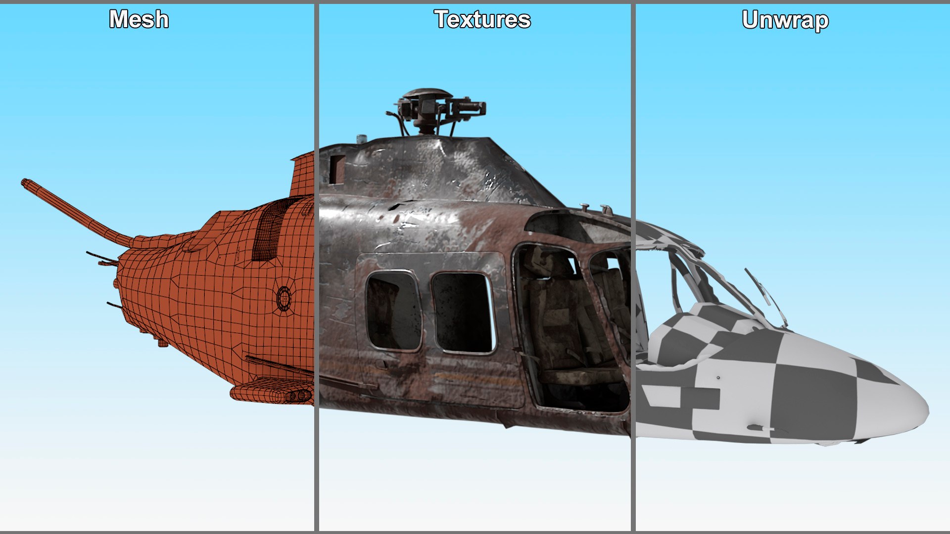 3D Wrecked Fuselage Helicopter - TurboSquid 2374717