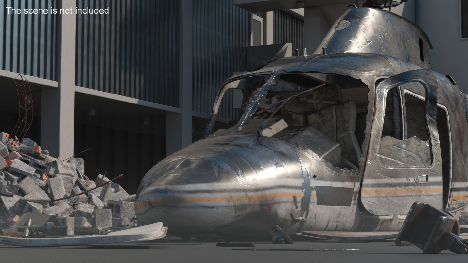 3D Wrecked Fuselage Helicopter - TurboSquid 2374717