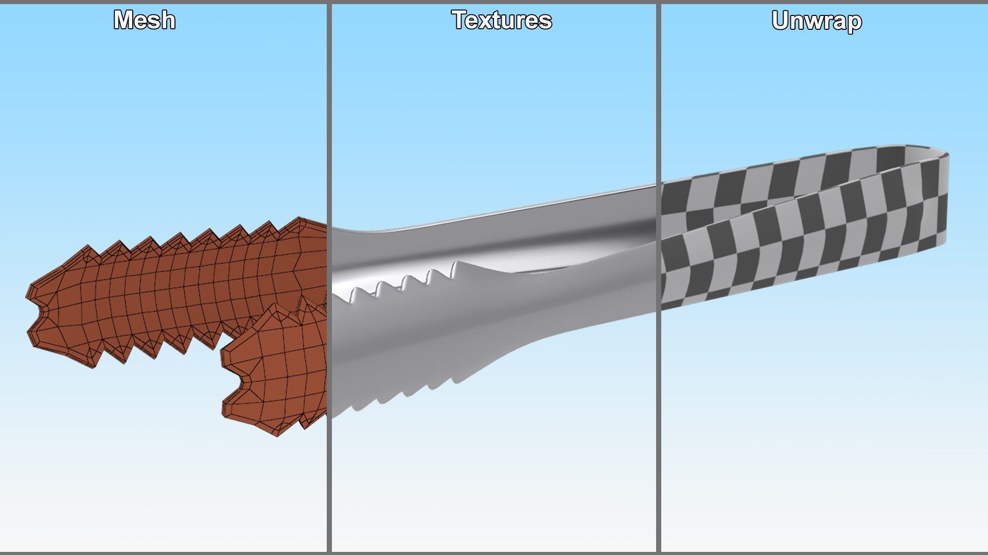 Stainless Steel Ice Tongs Serrated Edge 3D Model - TurboSquid 2393087