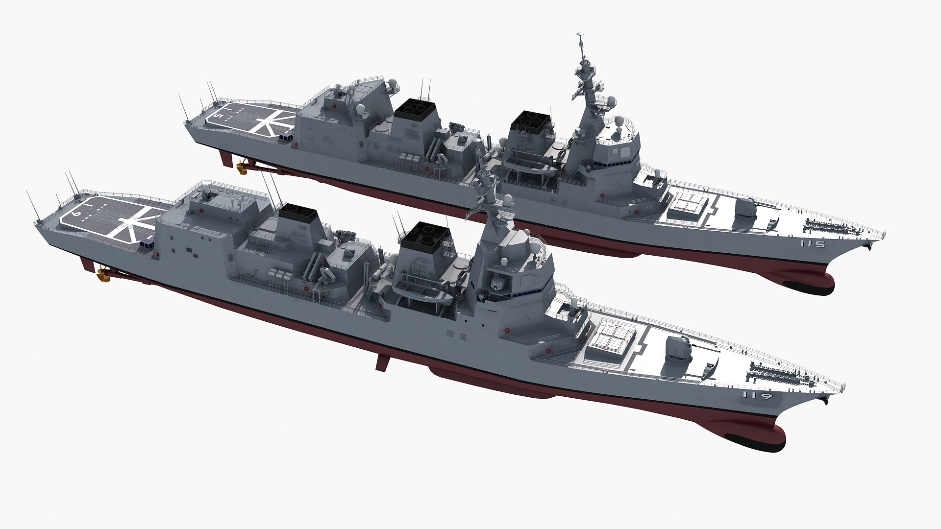 3D Akizuki class and Asahi class destroyer - TurboSquid 2171434