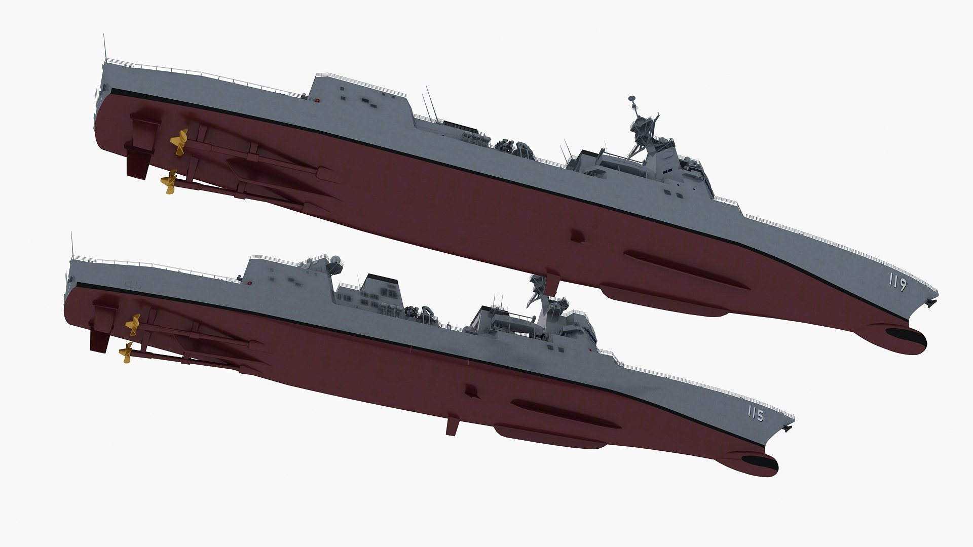3D Akizuki class and Asahi class destroyer - TurboSquid 2171434