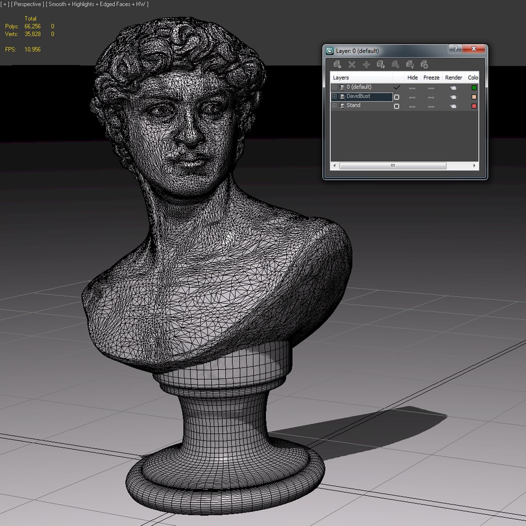3d David Statue Bust Modeled Model