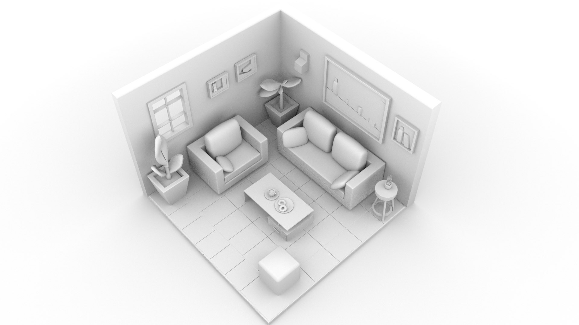 ISOMETRIC LIVING ROOM 3D Model - TurboSquid 2311012