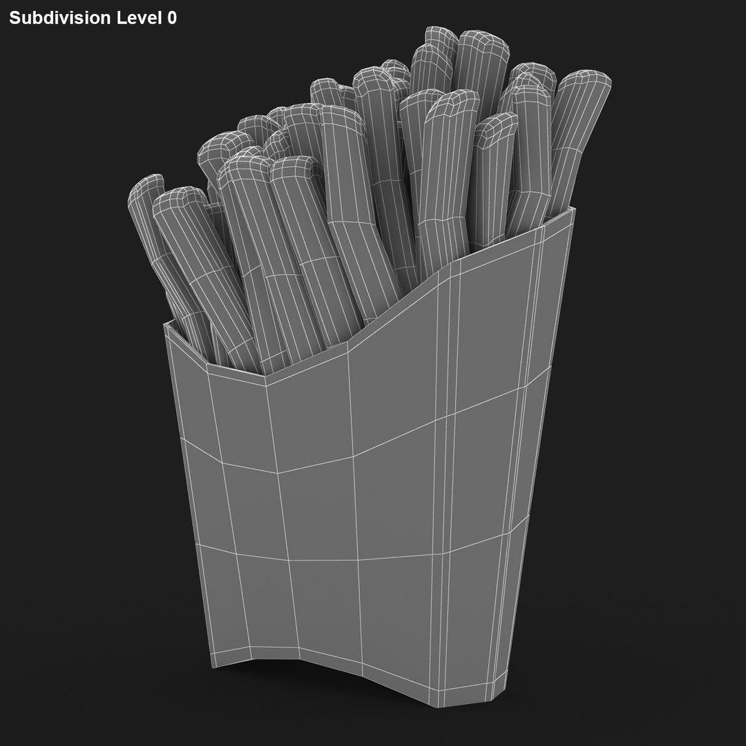 Realistic French Fries 3d Model